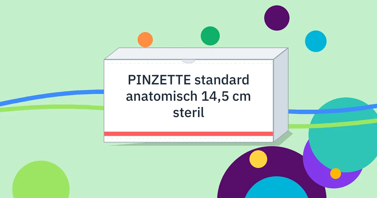 Symbolbild: Packung mit der Aufschrift PINZETTE standard anatomisch 14,5 cm steril (PZN 17248299) – Verfügbarkeit und Bezug in Apotheken in Frankfurt am Main