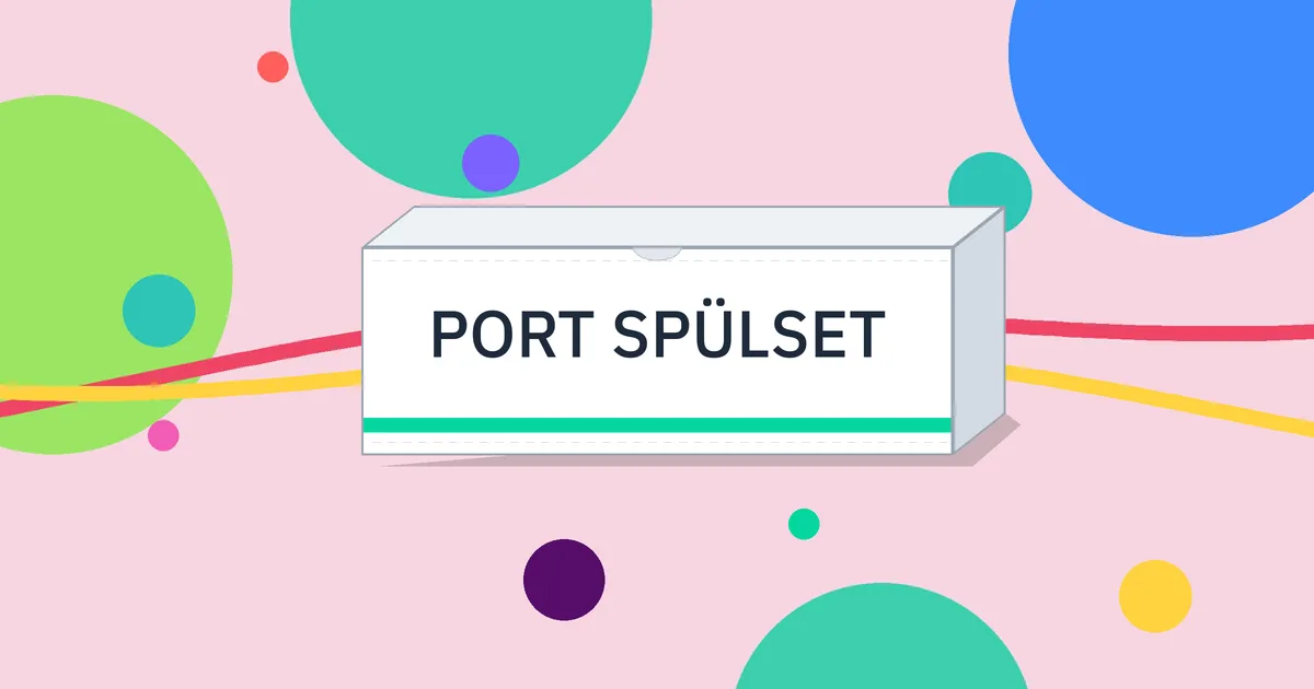 Symbolbild: Packung mit der Aufschrift PORT SPÜLSET (PZN 15999601) – Verfügbarkeit und Bezug in Apotheken in Frankfurt am Main