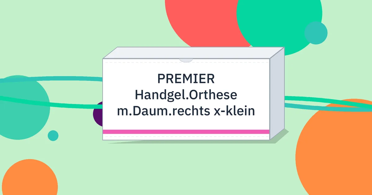 Symbolbild: Packung mit der Aufschrift PREMIER Handgel.Orthese m.Daum.rechts x-klein (PZN 04497440) – Verfügbarkeit und Bezug in Apotheken in Frankfurt am Main