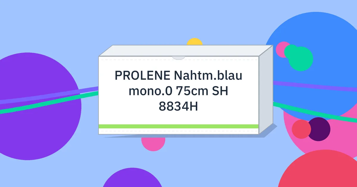 Symbolbild: Packung mit der Aufschrift PROLENE Nahtm.blau mono.0 75cm SH 8834H (PZN 16797905) – Verfügbarkeit und Bezug in Apotheken in Frankfurt am Main