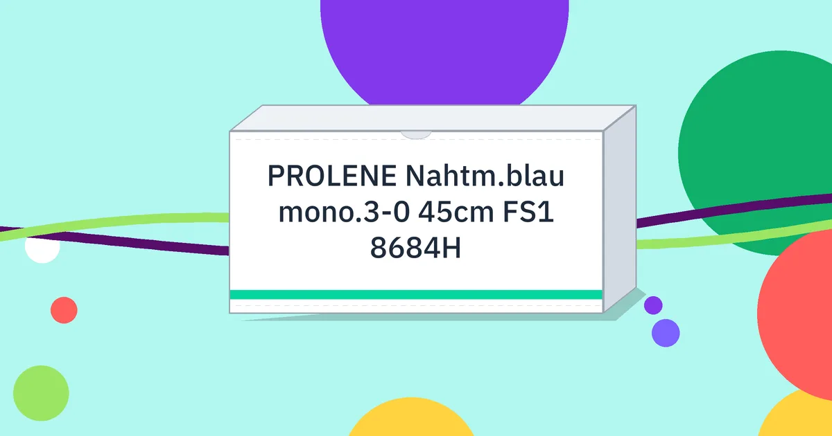 Symbolbild: Packung mit der Aufschrift PROLENE Nahtm.blau mono.3-0 45cm FS1 8684H (PZN 16147395) – Verfügbarkeit und Bezug in Apotheken in Frankfurt am Main