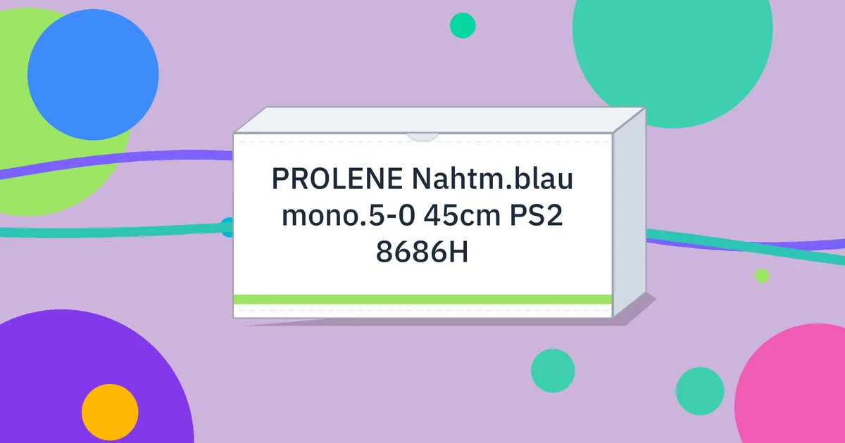 Symbolbild: Packung mit der Aufschrift PROLENE Nahtm.blau mono.5-0 45cm PS2 8686H (PZN 16797874) – Verfügbarkeit und Bezug in Apotheken in Frankfurt am Main