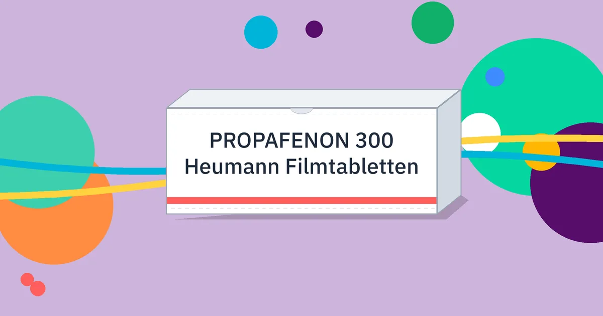 Symbolbild: Packung mit der Aufschrift PROPAFENON 300 Heumann Filmtabletten (PZN 04473155) – Verfügbarkeit und Bezug in Apotheken in Frankfurt am Main