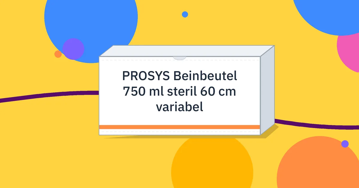 Symbolbild: Packung mit der Aufschrift PROSYS Beinbeutel 750 ml steril 60 cm variabel (PZN 11668830) – Verfügbarkeit und Bezug in Apotheken in Frankfurt am Main