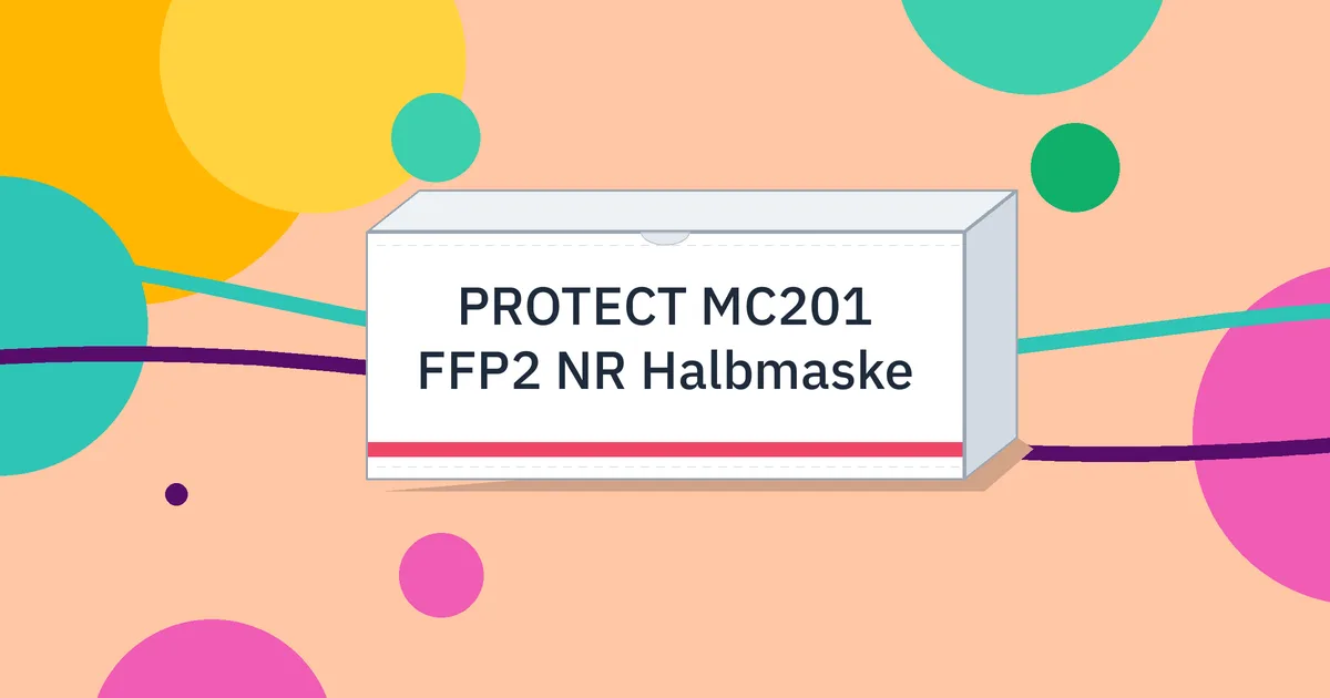 Symbolbild: Packung mit der Aufschrift PROTECT MC201 FFP2 NR Halbmaske (PZN 17179486) – Verfügbarkeit und Bezug in Apotheken in Frankfurt am Main