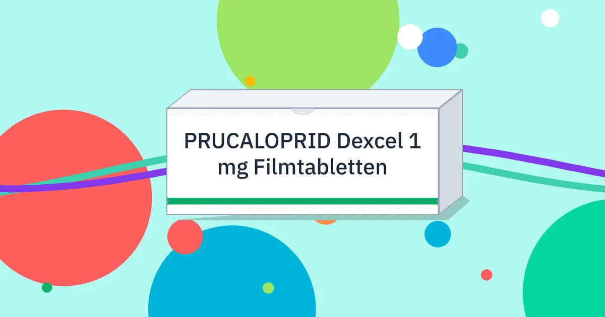 Symbolbild: Packung mit der Aufschrift PRUCALOPRID Dexcel 1 mg Filmtabletten (PZN 16806202) – Verfügbarkeit und Bezug in Apotheken in Frankfurt am Main