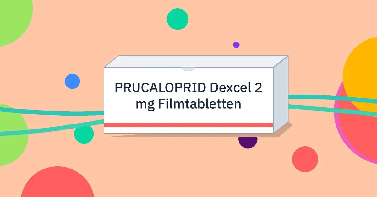 Symbolbild: Packung mit der Aufschrift PRUCALOPRID Dexcel 2 mg Filmtabletten (PZN 16806248) – Verfügbarkeit und Bezug in Apotheken in Frankfurt am Main