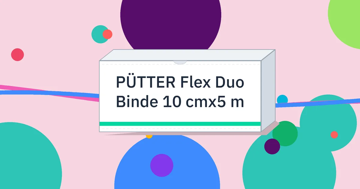 Symbolbild: Packung mit der Aufschrift PÜTTER Flex Duo Binde 10 cmx5 m (PZN 20597098) – Verfügbarkeit und Bezug in Apotheken in Frankfurt am Main