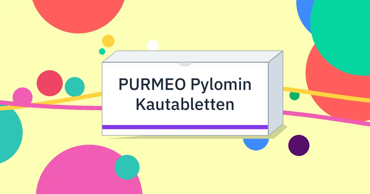 Symbolbild: Packung mit der Aufschrift PURMEO Pylomin Kautabletten (PZN 17594558) – Verfügbarkeit und Bezug in Apotheken in Frankfurt am Main