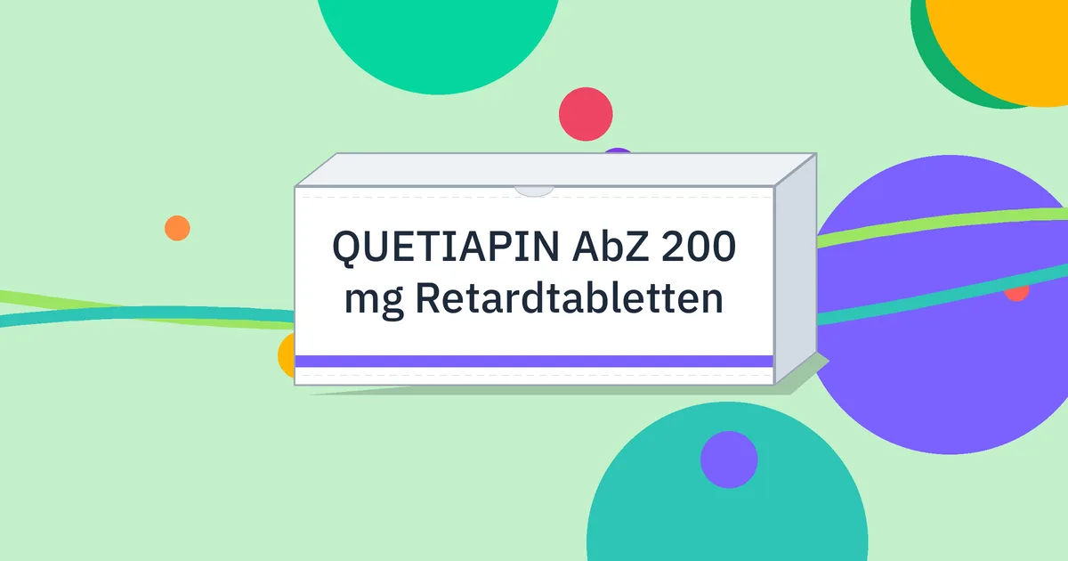 Symbolbild: Packung mit der Aufschrift QUETIAPIN AbZ 200 mg Retardtabletten (PZN 09272987) – Verfügbarkeit und Bezug in Apotheken in Frankfurt am Main