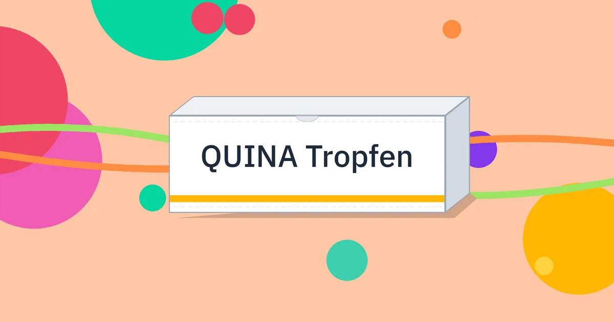 Symbolbild: Packung mit der Aufschrift QUINA Tropfen (PZN 16396856) – Verfügbarkeit und Bezug in Apotheken in Frankfurt am Main