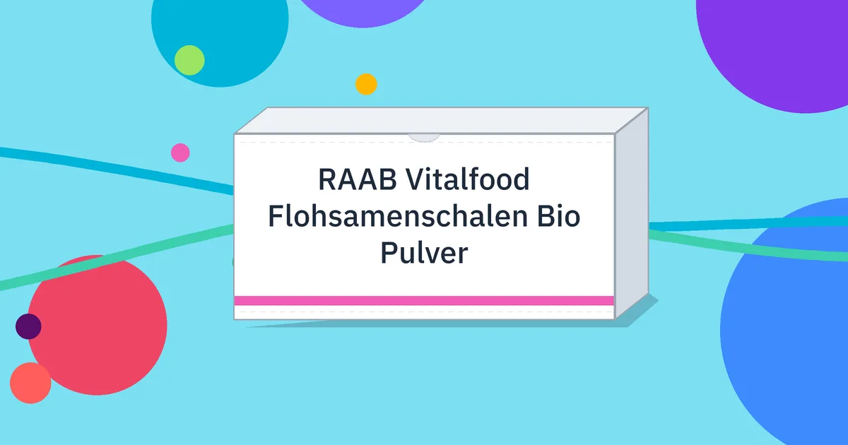 Symbolbild: Packung mit der Aufschrift RAAB Vitalfood Flohsamenschalen Bio Pulver (PZN 19305015) – Verfügbarkeit und Bezug in Apotheken in Frankfurt am Main
