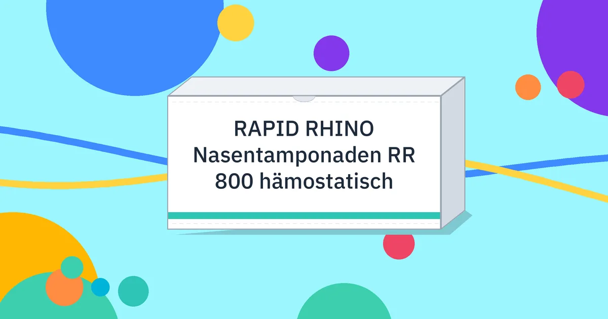 Symbolbild: Packung mit der Aufschrift RAPID RHINO Nasentamponaden RR 800 hämostatisch (PZN 04127157) – Verfügbarkeit und Bezug in Apotheken in Frankfurt am Main