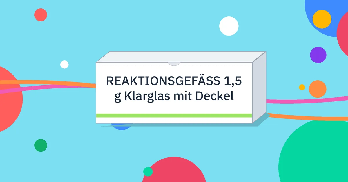 Symbolbild: Packung mit der Aufschrift REAKTIONSGEFÄSS 1,5 g Klarglas mit Deckel (PZN 09748119) – Verfügbarkeit und Bezug in Apotheken in Frankfurt am Main
