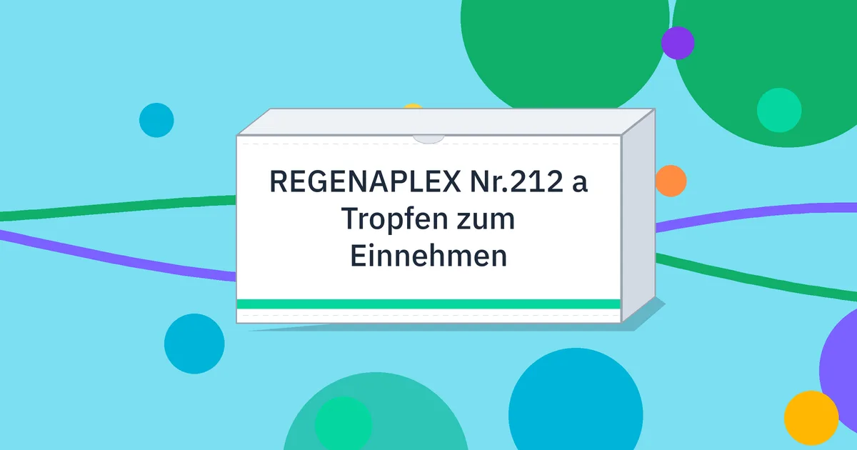 Symbolbild: Packung mit der Aufschrift REGENAPLEX Nr.212 a Tropfen zum Einnehmen (PZN 02643825) – Verfügbarkeit und Bezug in Apotheken in Frankfurt am Main