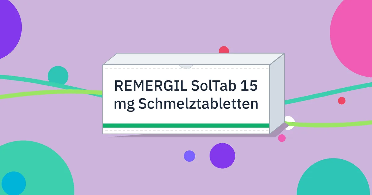 Symbolbild: Packung mit der Aufschrift REMERGIL SolTab 15 mg Schmelztabletten (PZN 02430259) – Verfügbarkeit und Bezug in Apotheken in Frankfurt am Main