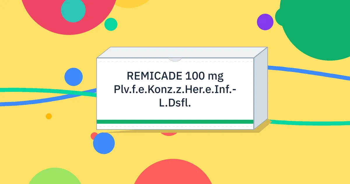Symbolbild: Packung mit der Aufschrift REMICADE 100 mg Plv.f.e.Konz.z.Her.e.Inf.-L.Dsfl. (PZN 15390107) – Verfügbarkeit und Bezug in Apotheken in Frankfurt am Main