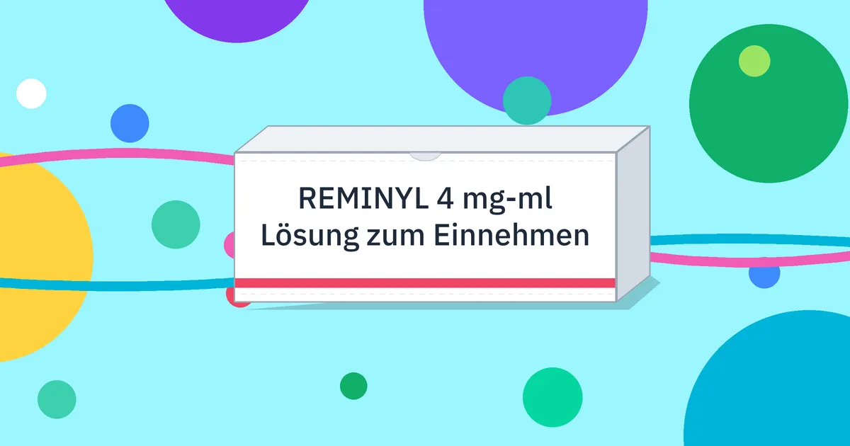 Symbolbild: Packung mit der Aufschrift REMINYL 4 mg-ml Lösung zum Einnehmen (PZN 04307095) – Verfügbarkeit und Bezug in Apotheken in Frankfurt am Main
