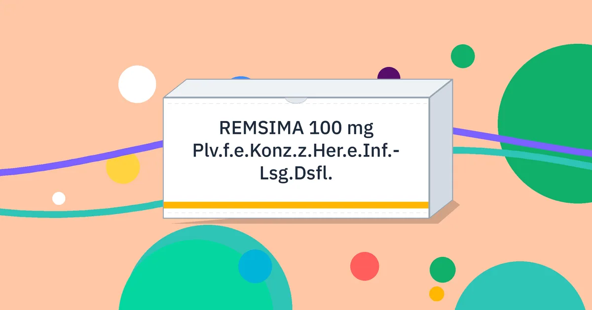 Symbolbild: Packung mit der Aufschrift REMSIMA 100 mg Plv.f.e.Konz.z.Her.e.Inf.-Lsg.Dsfl. (PZN 16799040) – Verfügbarkeit und Bezug in Apotheken in Frankfurt am Main
