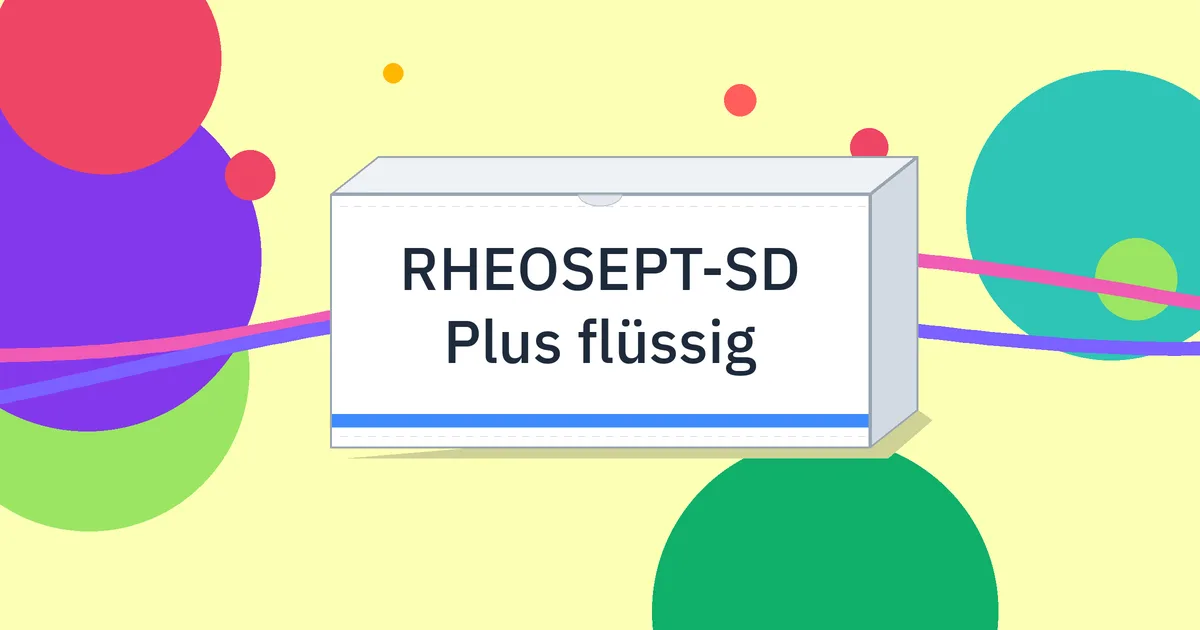 Symbolbild: Packung mit der Aufschrift RHEOSEPT-SD Plus flüssig (PZN 09903117) – Verfügbarkeit und Bezug in Apotheken in Frankfurt am Main