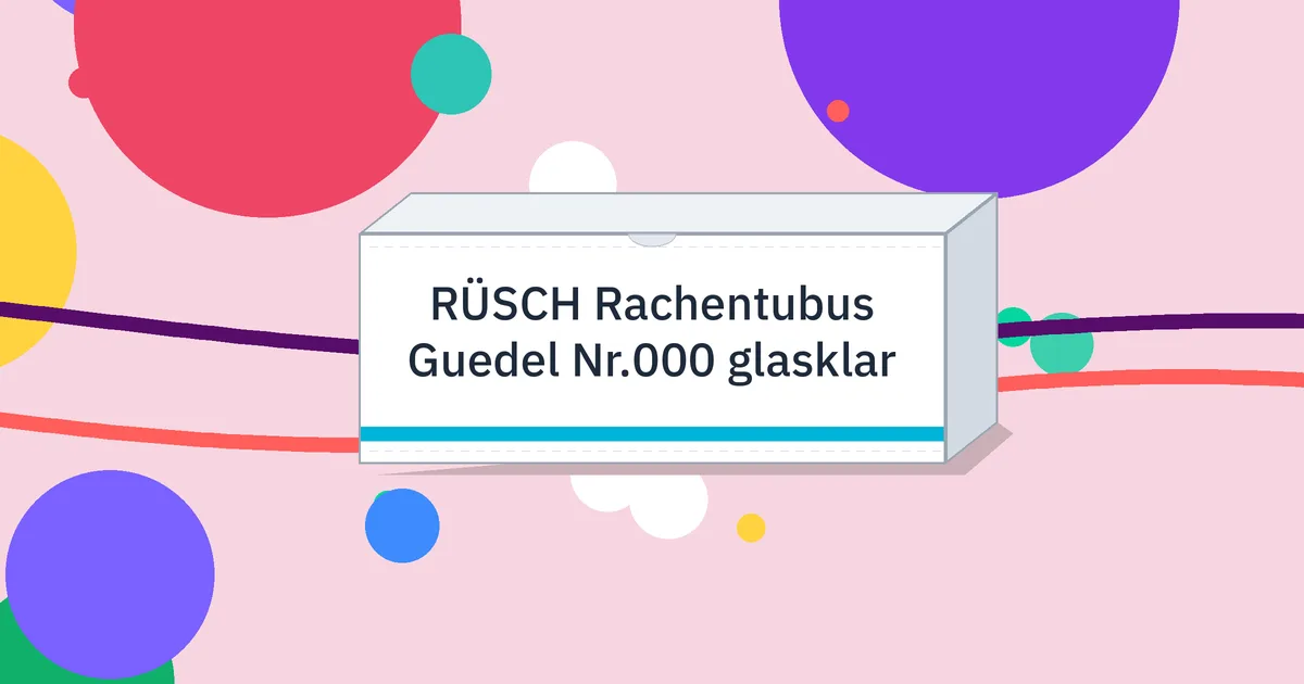 Symbolbild: Packung mit der Aufschrift RÜSCH Rachentubus Guedel Nr.000 glasklar (PZN 03646079) – Verfügbarkeit und Bezug in Apotheken in Frankfurt am Main