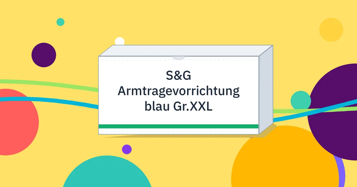 Symbolbild: Packung mit der Aufschrift S&G Armtragevorrichtung blau Gr.XXL (PZN 05043994) – Verfügbarkeit und Bezug in Apotheken in Frankfurt am Main
