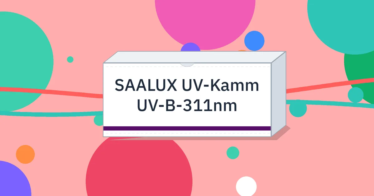 Symbolbild: Packung mit der Aufschrift SAALUX UV-Kamm UV-B-311nm (PZN 11190713) – Verfügbarkeit und Bezug in Apotheken in Frankfurt am Main