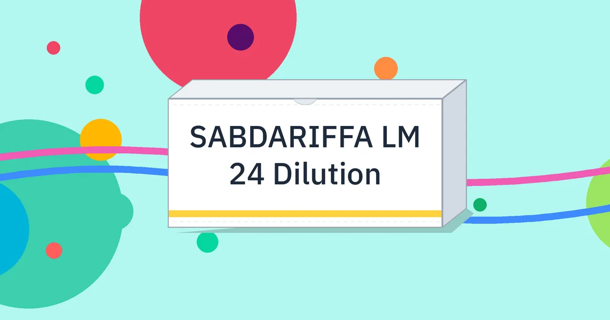 Symbolbild: Packung mit der Aufschrift SABDARIFFA LM 24 Dilution (PZN 13175586) – Verfügbarkeit und Bezug in Apotheken in Frankfurt am Main