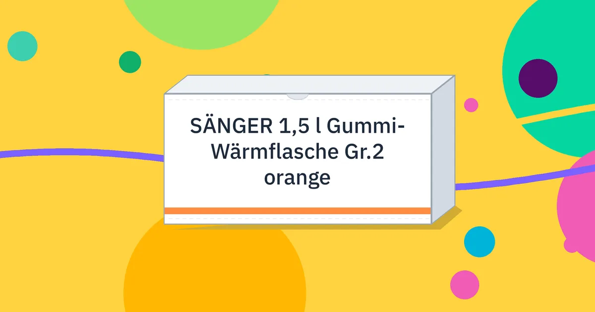 Symbolbild: Packung mit der Aufschrift SÄNGER 1,5 l Gummi-Wärmflasche Gr.2 orange (PZN 02189705) – Verfügbarkeit und Bezug in Apotheken in Frankfurt am Main