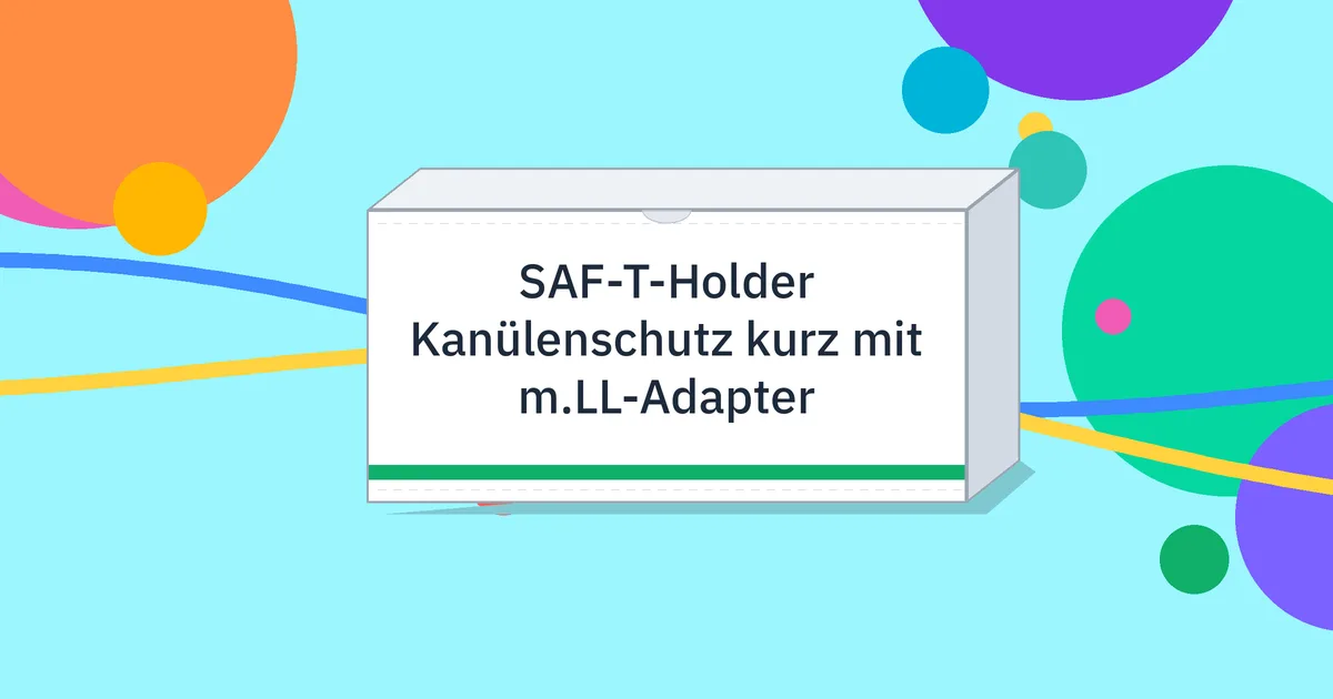 Symbolbild: Packung mit der Aufschrift SAF-T-Holder Kanülenschutz kurz mit m.LL-Adapter (PZN 07734840) – Verfügbarkeit und Bezug in Apotheken in Frankfurt am Main
