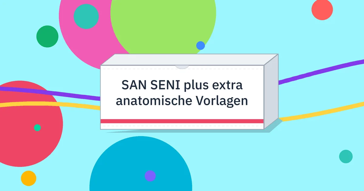 Symbolbild: Packung mit der Aufschrift SAN SENI plus extra anatomische Vorlagen (PZN 10835786) – Verfügbarkeit und Bezug in Apotheken in Frankfurt am Main