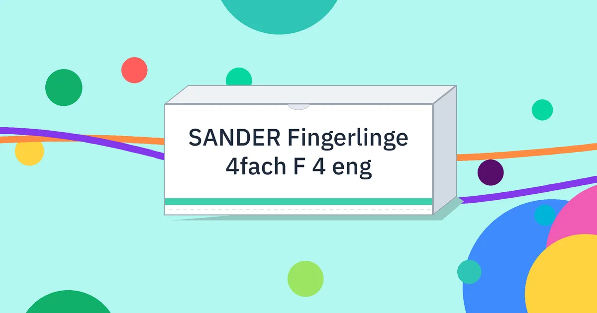 Symbolbild: Packung mit der Aufschrift SANDER Fingerlinge 4fach F 4 eng (PZN 10014598) – Verfügbarkeit und Bezug in Apotheken in Frankfurt am Main