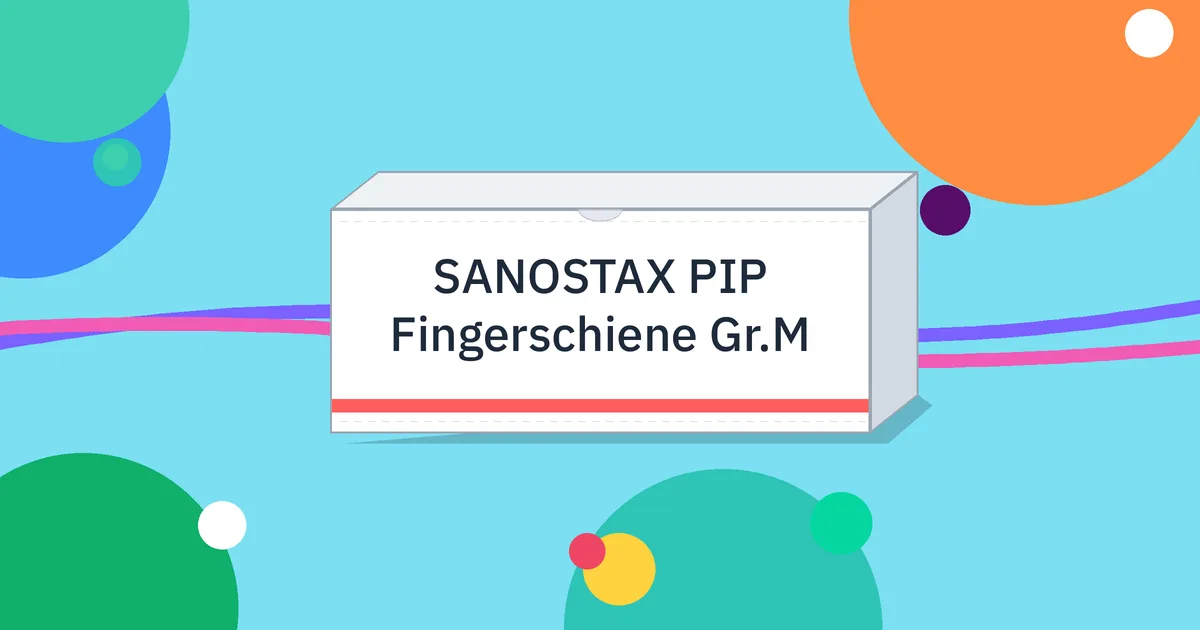 Symbolbild: Packung mit der Aufschrift SANOSTAX PIP Fingerschiene Gr.M (PZN 07144707) – Verfügbarkeit und Bezug in Apotheken in Frankfurt am Main