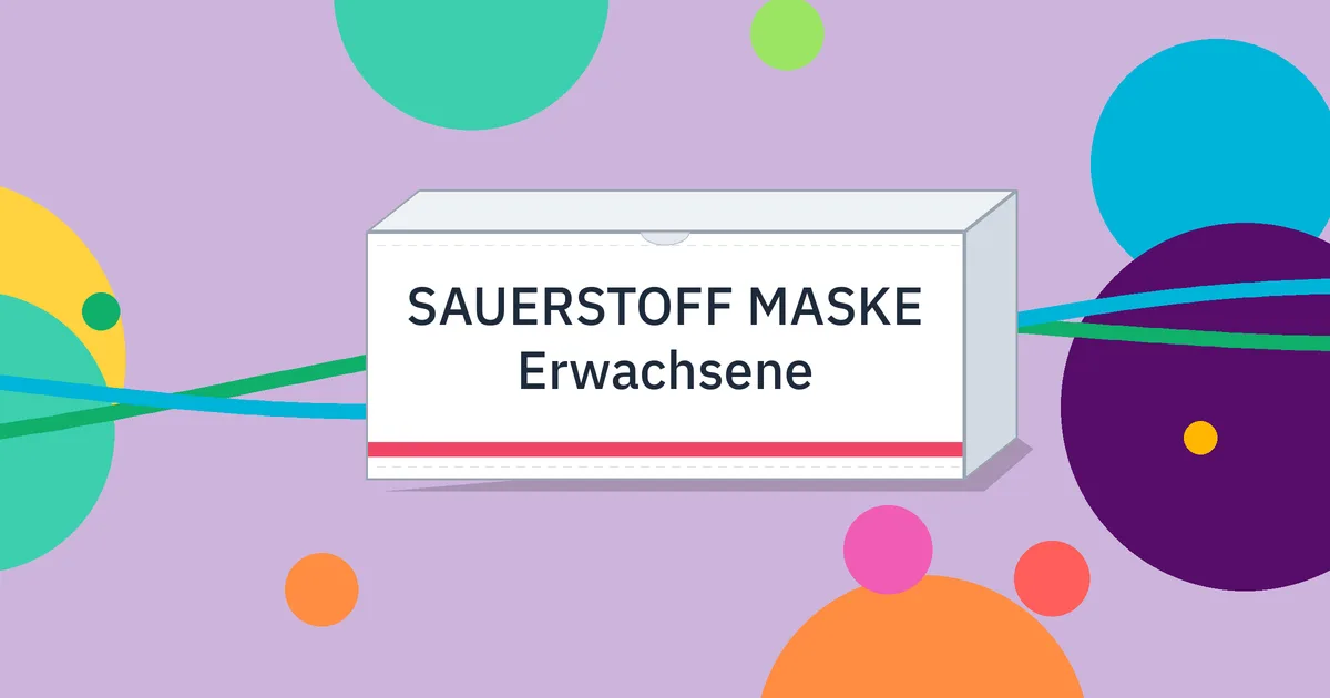 Symbolbild: Packung mit der Aufschrift SAUERSTOFF MASKE Erwachsene (PZN 03072187) – Verfügbarkeit und Bezug in Apotheken in Frankfurt am Main