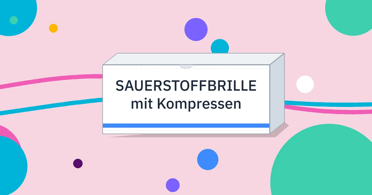 Symbolbild: Packung mit der Aufschrift SAUERSTOFFBRILLE mit Kompressen (PZN 02443285) – Verfügbarkeit und Bezug in Apotheken in Frankfurt am Main