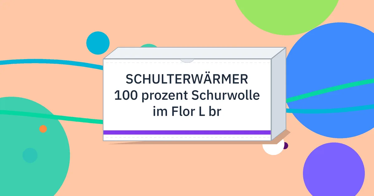 Symbolbild: Packung mit der Aufschrift SCHULTERWÄRMER 100 prozent Schurwolle im Flor L br (PZN 08598155) – Verfügbarkeit und Bezug in Apotheken in Frankfurt am Main