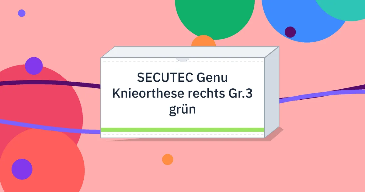 Symbolbild: Packung mit der Aufschrift SECUTEC Genu Knieorthese rechts Gr.3 grün (PZN 12510858) – Verfügbarkeit und Bezug in Apotheken in Frankfurt am Main
