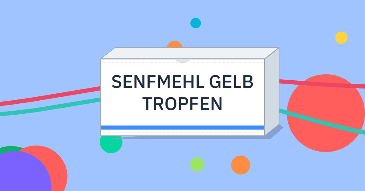 Symbolbild: Packung mit der Aufschrift SENFMEHL GELB TROPFEN (PZN 14283119) – Verfügbarkeit und Bezug in Apotheken in Frankfurt am Main