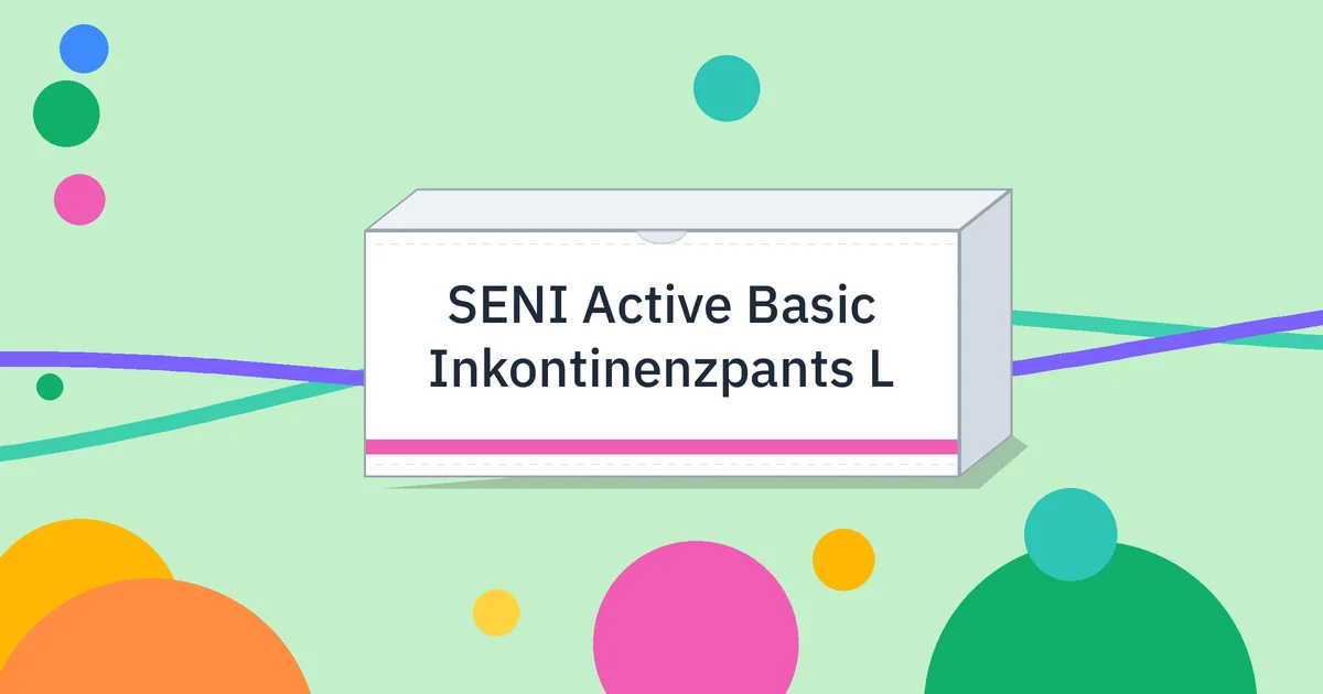 Symbolbild: Packung mit der Aufschrift SENI Active Basic Inkontinenzpants L (PZN 17400146) – Verfügbarkeit und Bezug in Apotheken in Frankfurt am Main