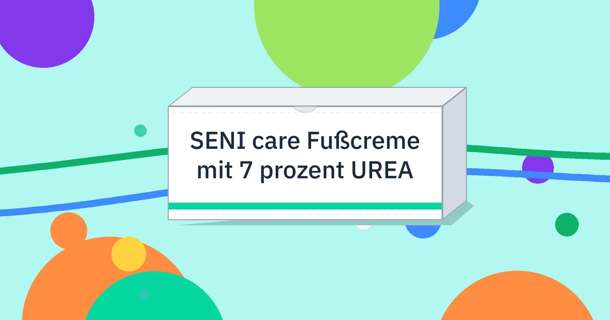 Symbolbild: Packung mit der Aufschrift SENI care Fußcreme mit 7 prozent UREA (PZN 20288061) – Verfügbarkeit und Bezug in Apotheken in Frankfurt am Main