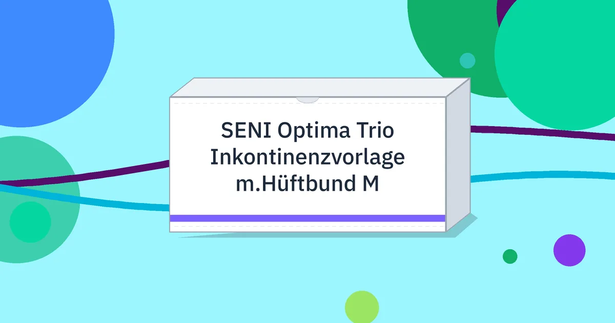 Symbolbild: Packung mit der Aufschrift SENI Optima Trio Inkontinenzvorlage m.Hüftbund M (PZN 03157340) – Verfügbarkeit und Bezug in Apotheken in Frankfurt am Main