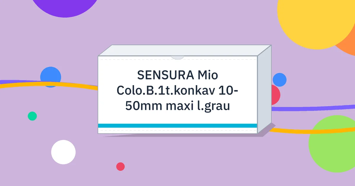 Symbolbild: Packung mit der Aufschrift SENSURA Mio Colo.B.1t.konkav 10-50mm maxi l.grau (PZN 12547927) – Verfügbarkeit und Bezug in Apotheken in Frankfurt am Main