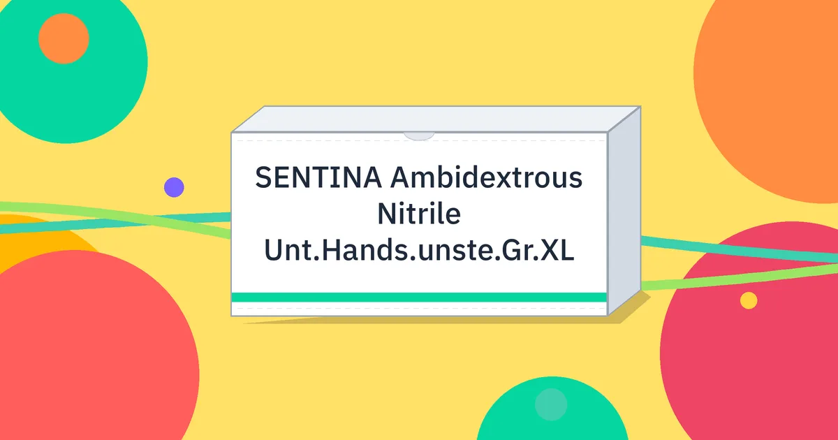 Symbolbild: Packung mit der Aufschrift SENTINA Ambidextrous Nitrile Unt.Hands.unste.Gr.XL (PZN 10071774) – Verfügbarkeit und Bezug in Apotheken in Frankfurt am Main
