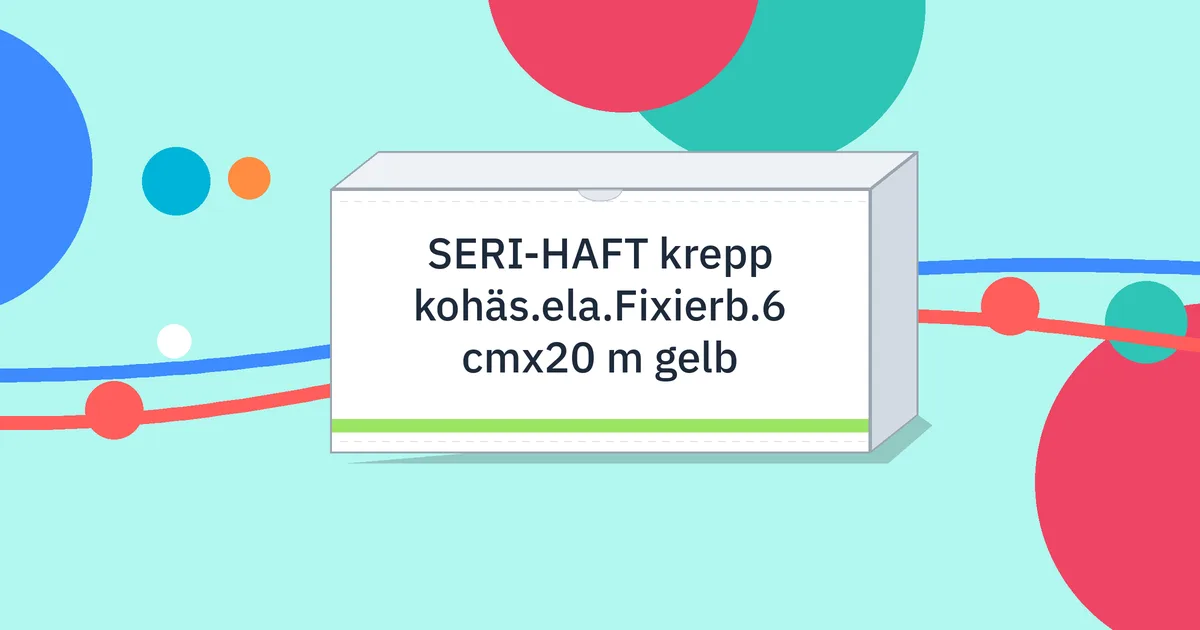 Symbolbild: Packung mit der Aufschrift SERI-HAFT krepp kohäs.ela.Fixierb.6 cmx20 m gelb (PZN 14381649) – Verfügbarkeit und Bezug in Apotheken in Frankfurt am Main