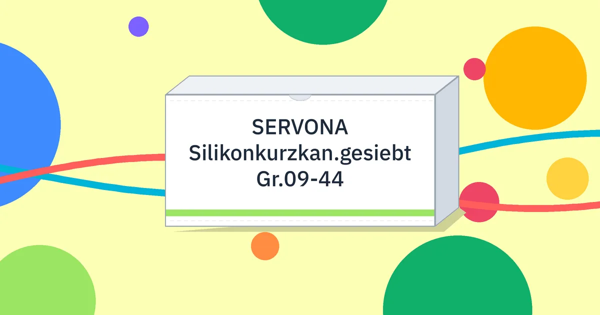 Symbolbild: Packung mit der Aufschrift SERVONA Silikonkurzkan.gesiebt Gr.09-44 (PZN 04054197) – Verfügbarkeit und Bezug in Apotheken in Frankfurt am Main