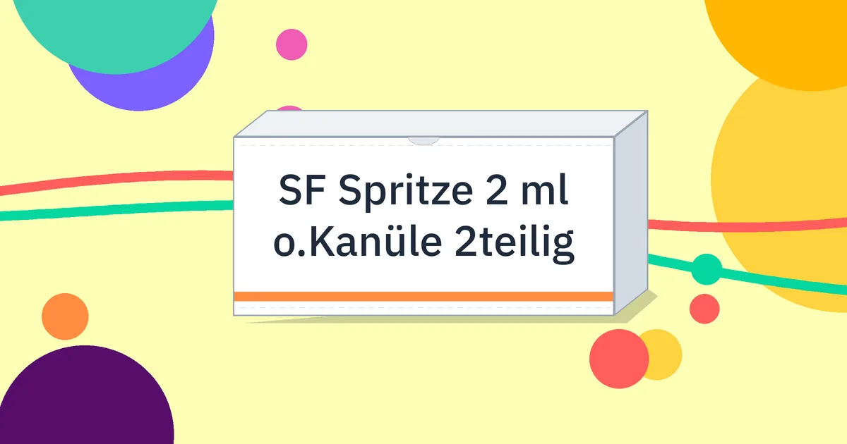 Symbolbild: Packung mit der Aufschrift SF Spritze 2 ml o.Kanüle 2teilig (PZN 15239913) – Verfügbarkeit und Bezug in Apotheken in Frankfurt am Main