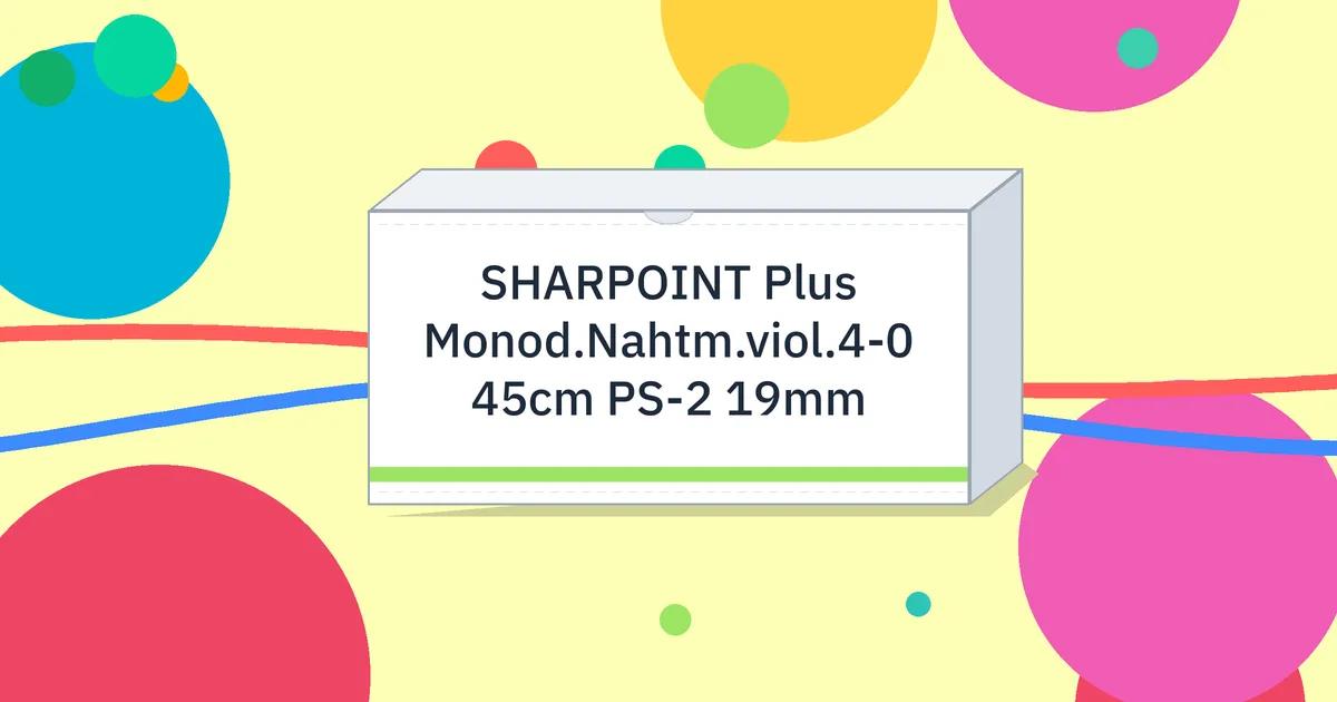 Symbolbild: Packung mit der Aufschrift SHARPOINT Plus Monod.Nahtm.viol.4-0 45cm PS-2 19mm (PZN 17986689) – Verfügbarkeit und Bezug in Apotheken in Frankfurt am Main