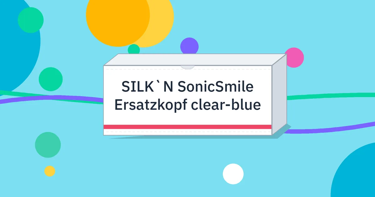 Symbolbild: Packung mit der Aufschrift SILK`N SonicSmile Ersatzkopf clear-blue (PZN 17594191) – Verfügbarkeit und Bezug in Apotheken in Frankfurt am Main