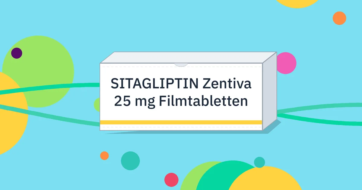 Symbolbild: Packung mit der Aufschrift SITAGLIPTIN Zentiva 25 mg Filmtabletten (PZN 17599366) – Verfügbarkeit und Bezug in Apotheken in Frankfurt am Main