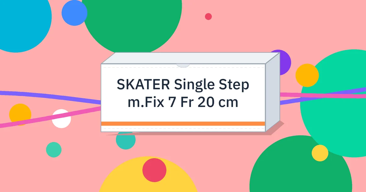 Symbolbild: Packung mit der Aufschrift SKATER Single Step m.Fix 7 Fr 20 cm (PZN 06770319) – Verfügbarkeit und Bezug in Apotheken in Frankfurt am Main